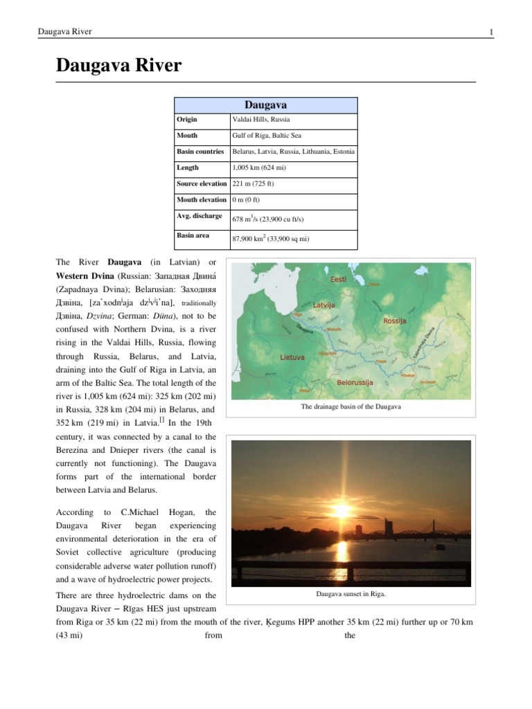 Daugava River | Hydrology | Bodies Of Water