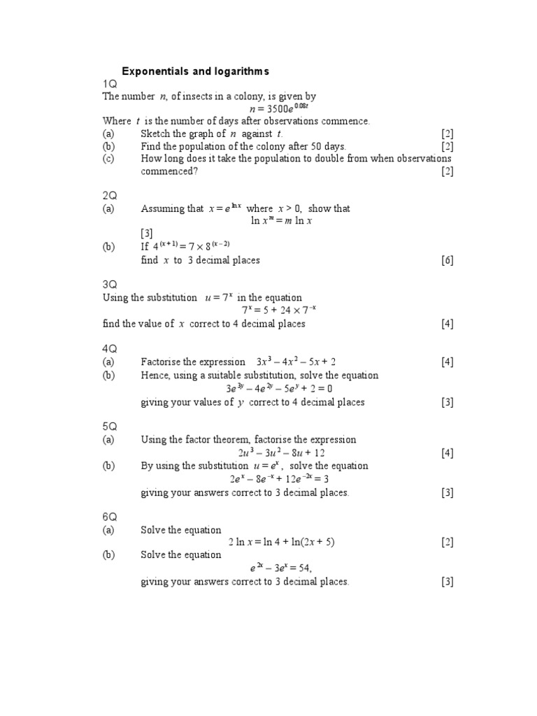 Exponentials and Logarithms | PDF | Logarithm | Temperature
