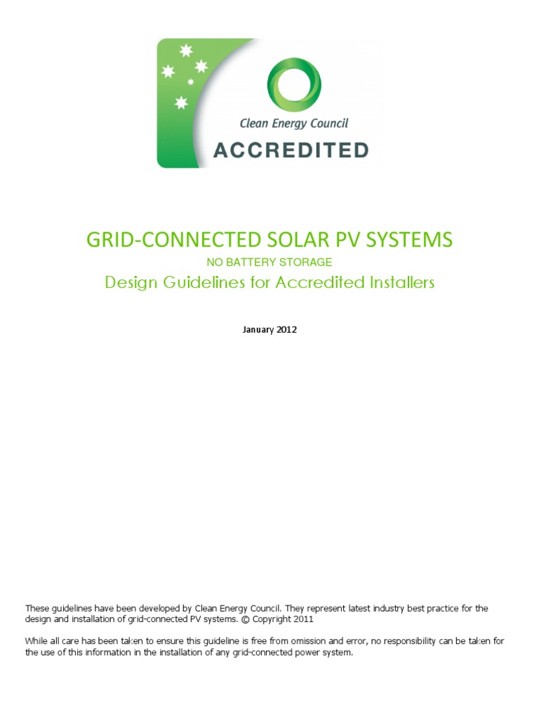 Grid Connect PV Design Guidelines CEC Issue 5 - 1 | PDF | Photovoltaic ...