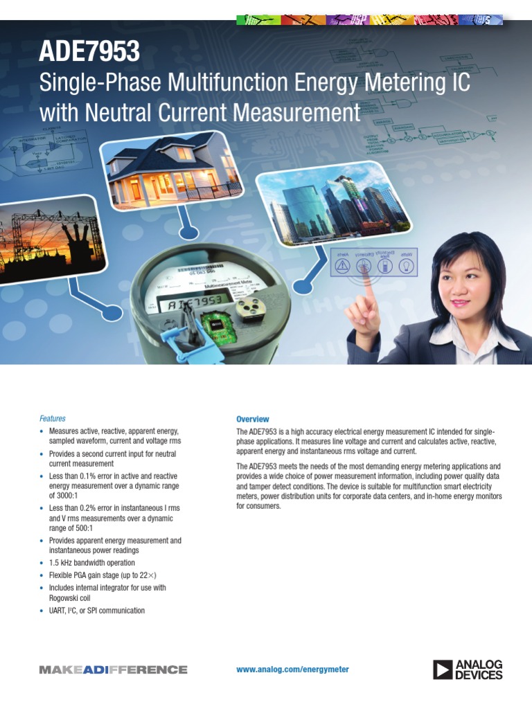 ADE7953 EnergyMeter | PDF | Analog To Digital Converter | Analog Devices