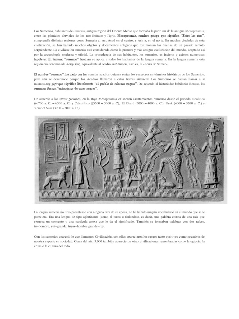 Trabajo de Historia, Los Sumerios | PDF | Sumeria | Mesopotamia
