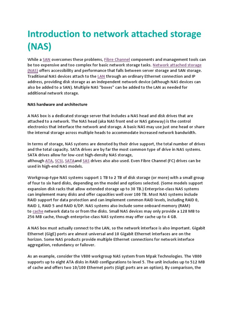Introduction To Network Attached Storage NAS | PDF | Computer Network ...