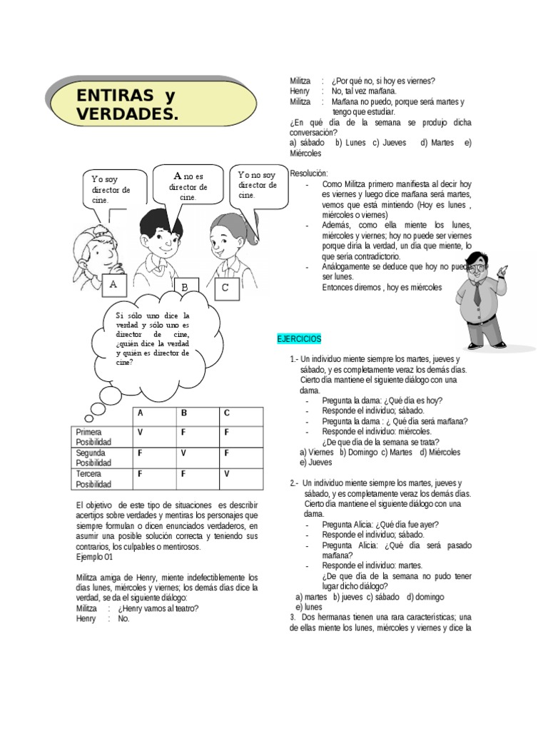 Mentiras y Verdades | PDF | Proposición | Verdad