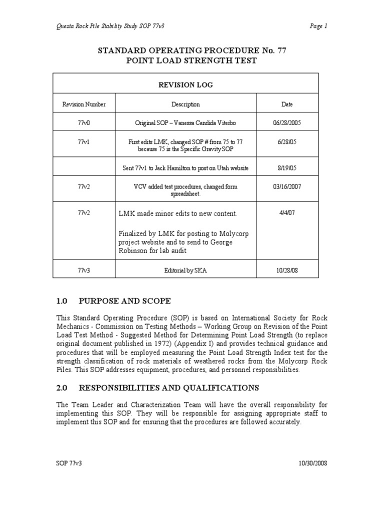Point Load Strength Index Testing | PDF | Strength Of Materials ...