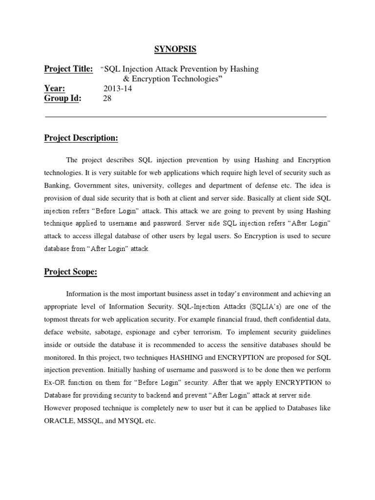 Prevent Sql Injection Attacks With Hashing And Encryption Pdf Databases Computer Security