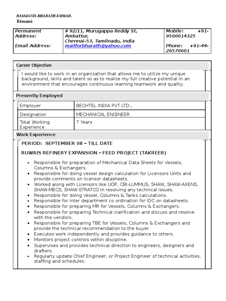 Resume Bharath | PDF | Computing | Engineering