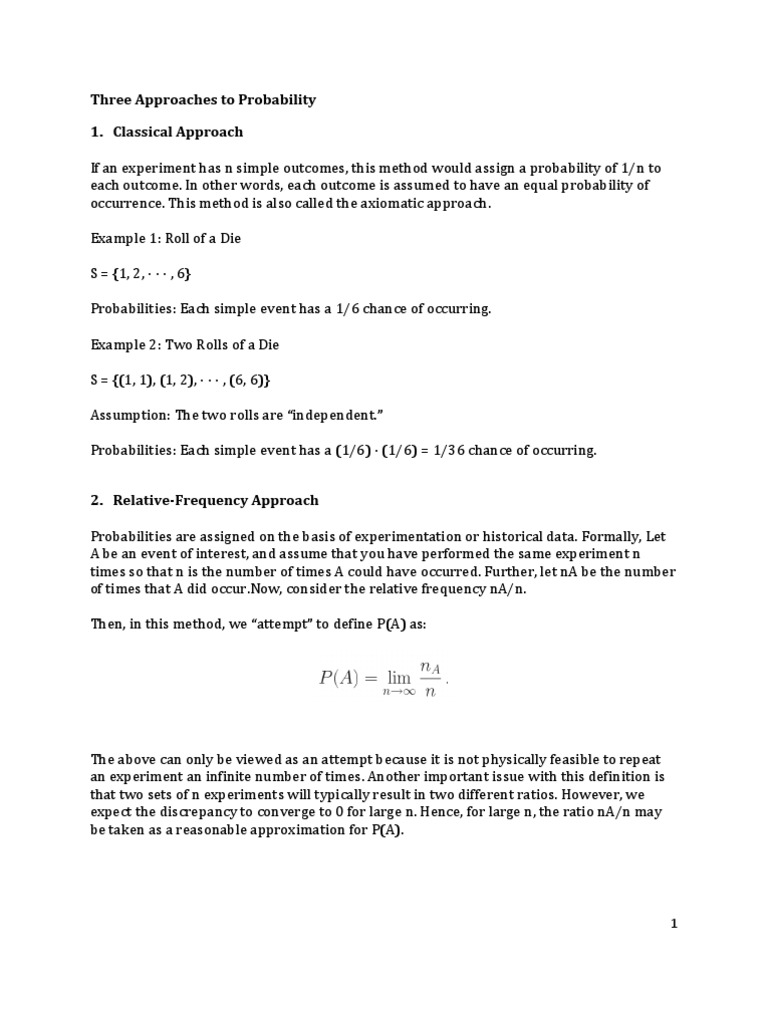 Three Approaches To Probability | Download Free PDF | Probability ...