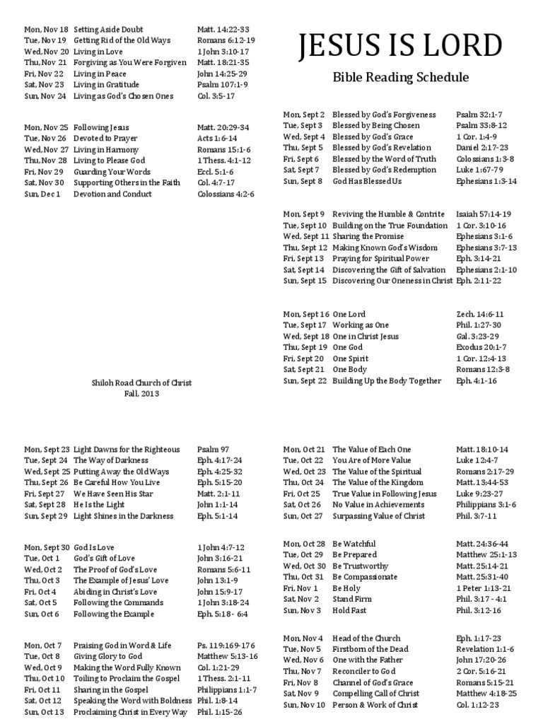 JESUS Is LORD Reading Schedule | PDF | Oneness Pentecostalism | Salvation