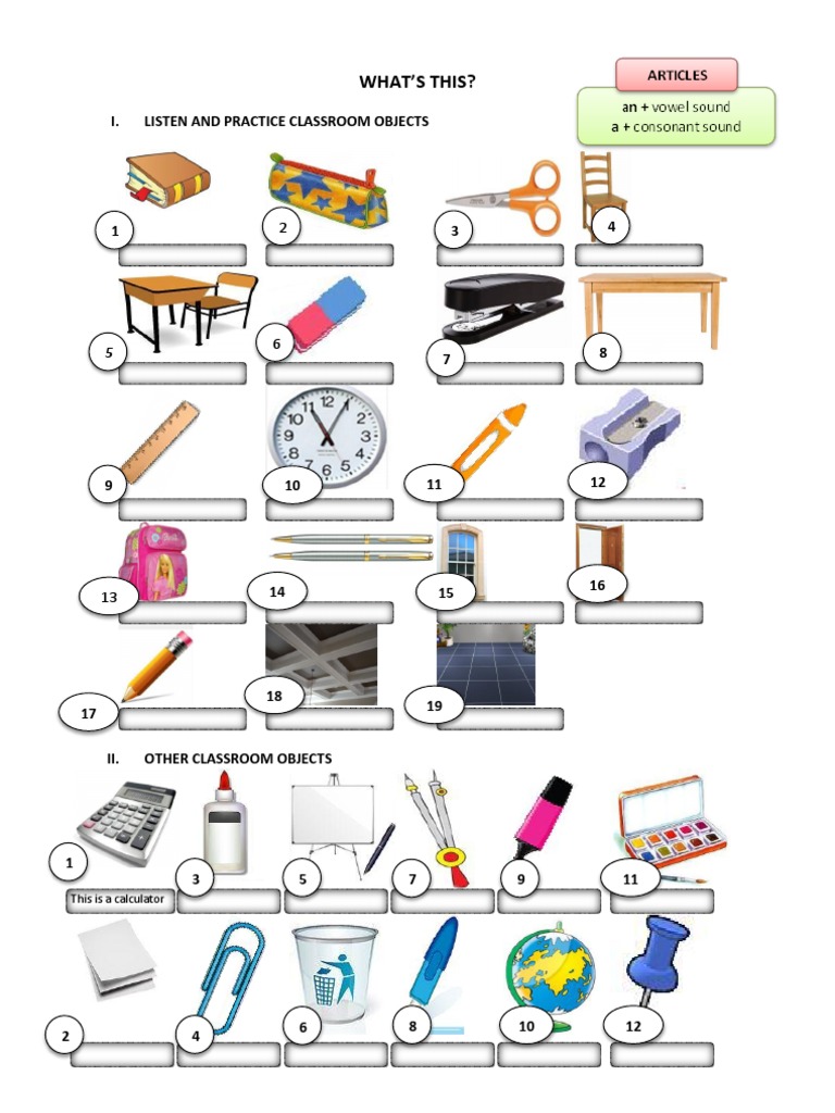 Classroom Objects Listening Practice | PDF