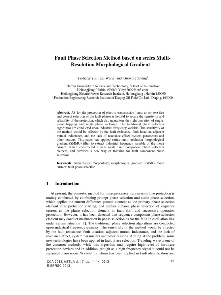 Fault Phase Selection Method Based On Series Multi-Resolution Morphological Gradient | PDF ...