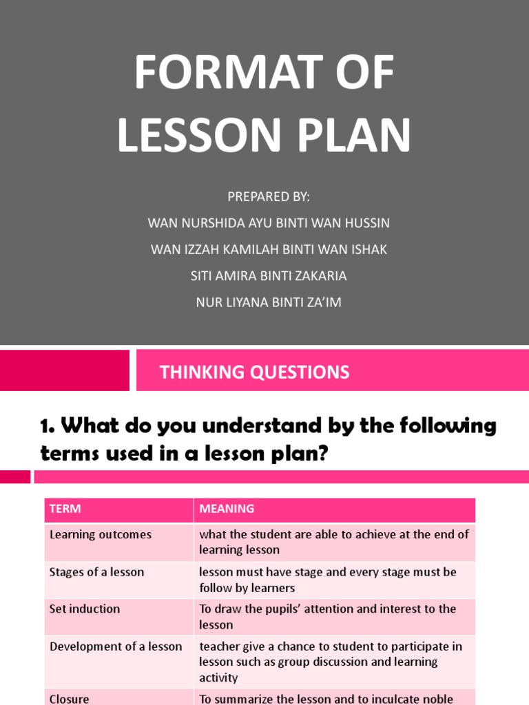 Format of Lesson Plan | Download Free PDF | Lesson Plan | Curriculum