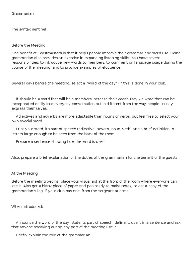 Grammarian | Part Of Speech | Adverb