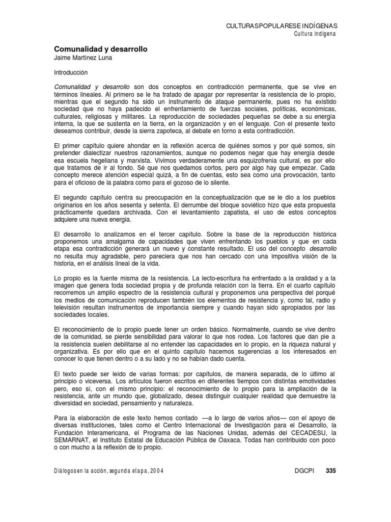 Comunalidad Y Desarrollo En Culturas Indígenas Pdf Sociedad Amor