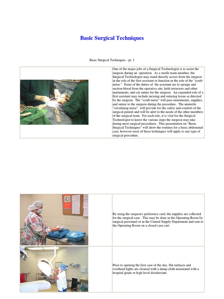 Basic Surgical Techniques Overview | PDF | Surgical Suture | Surgery