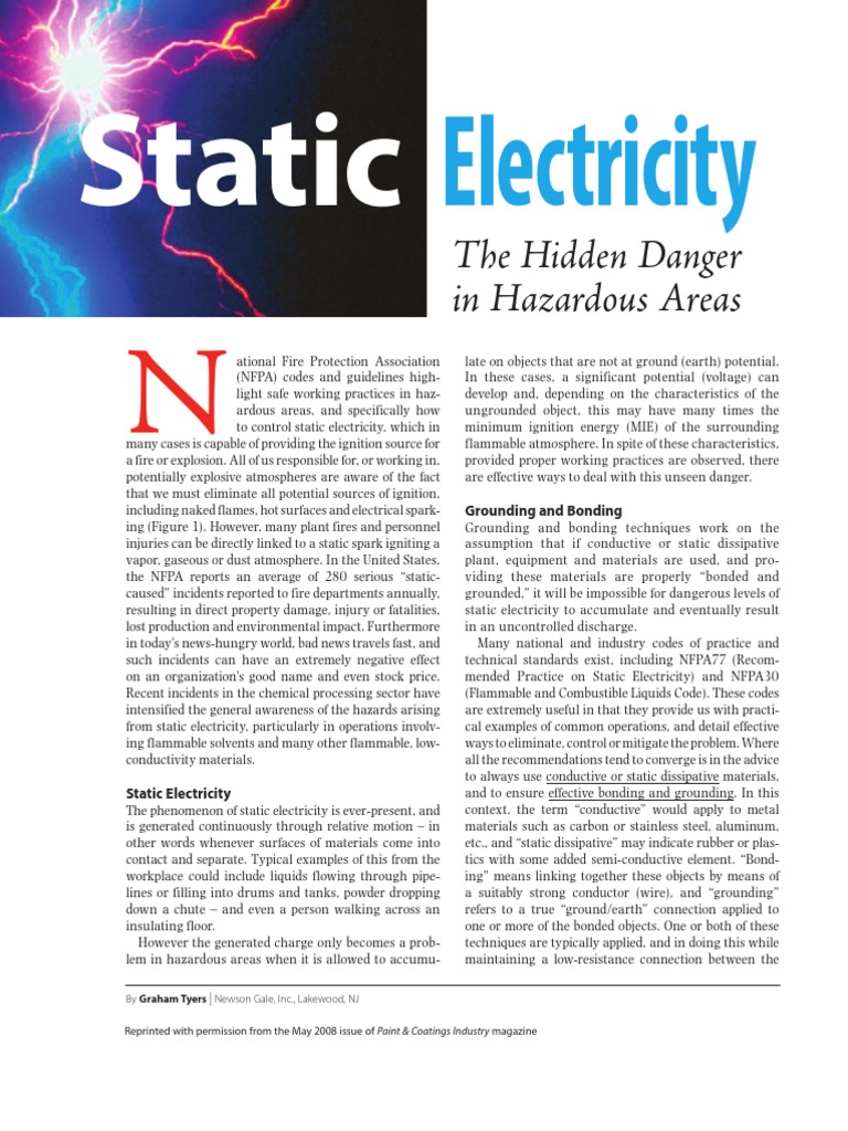 Static Electricity-The Hidden Danger in Hazardous Areas | PDF ...