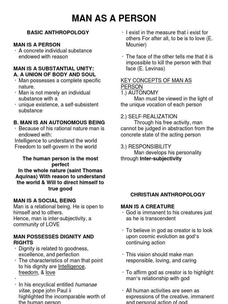 Man As A Person | PDF | Image Of God | Grace In Christianity