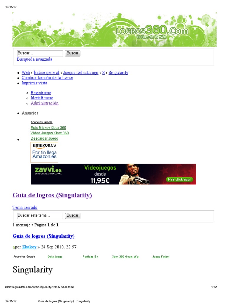 Guía de Logros (Singularity) - Singularity | PDF | Rifle | Foro de Internet