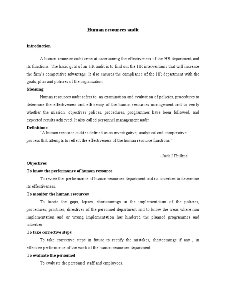 Human Resources Audit | PDF | Audit | Evaluation