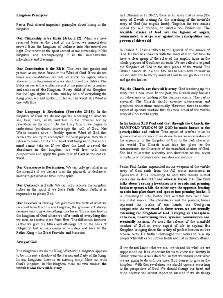 Kingdom Principles | PDF | Adam | God