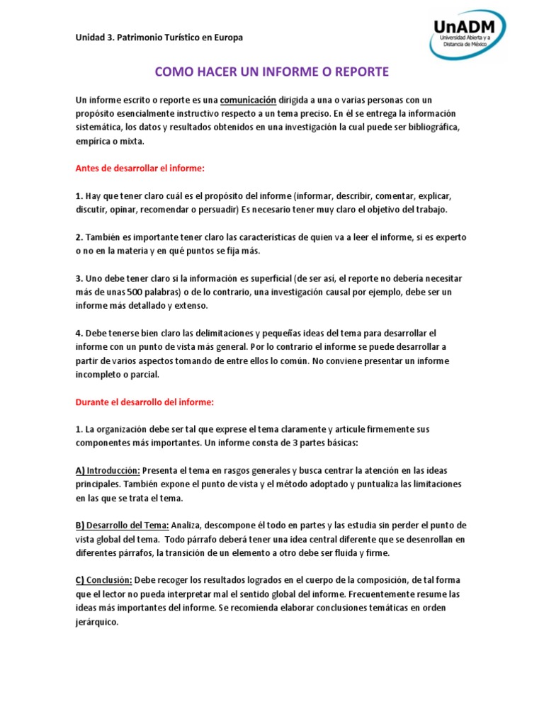 Como Hacer Un Informe o Reporte | PDF