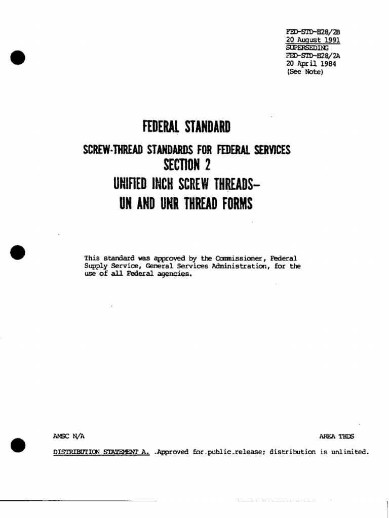 FED-STD-H28-2B Screw Thread Standards for Federal Services UN Inch ...