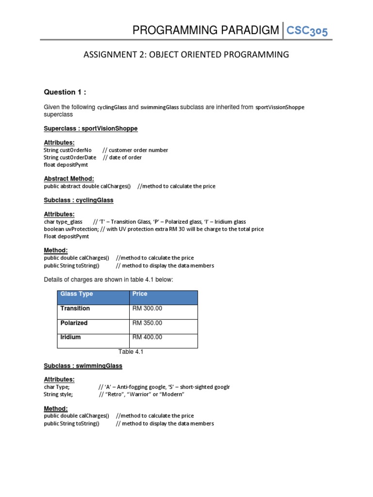 Object-Oriented Programming Assignment | PDF | Business | Computers