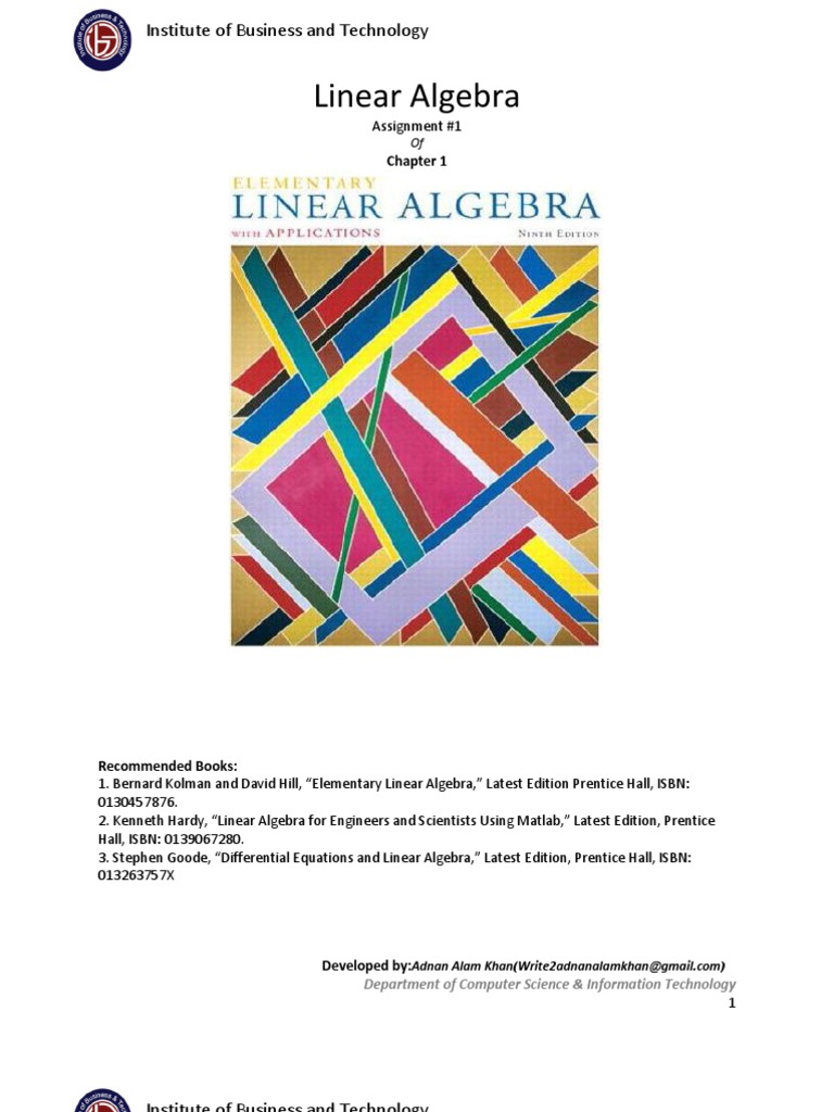 Week 1 - Linear Algebra | Download Free PDF | System Of Linear ...