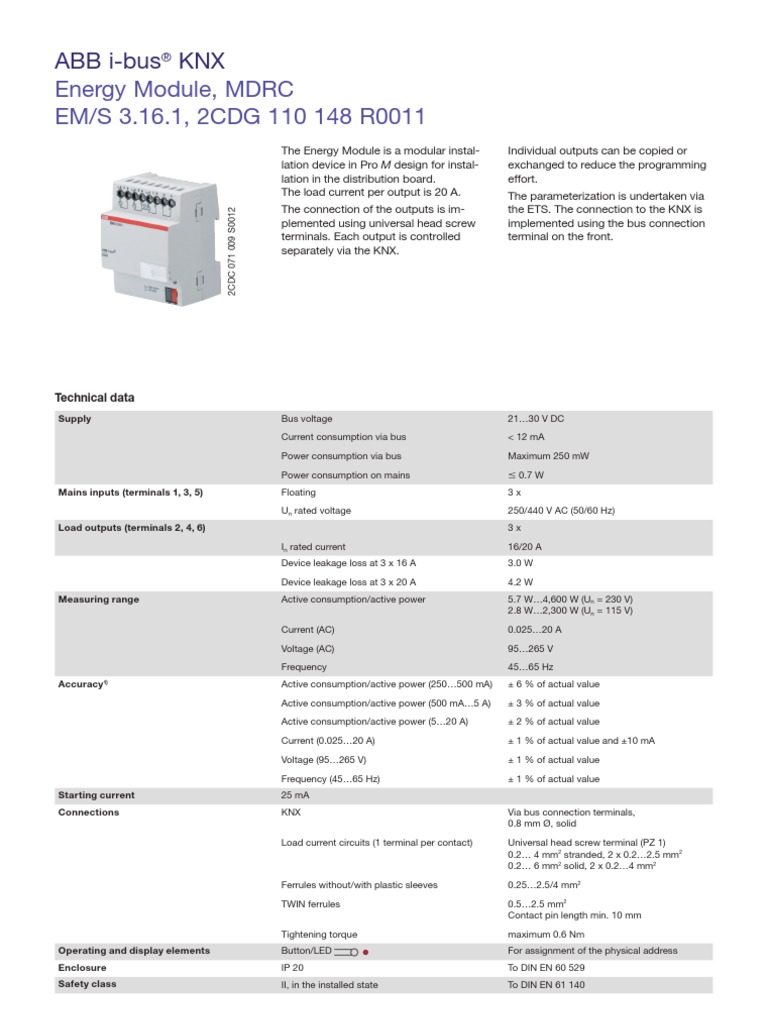 Abb Ems - 3161 Contador KNX 20a | PDF | Mains Electricity | Electric ...