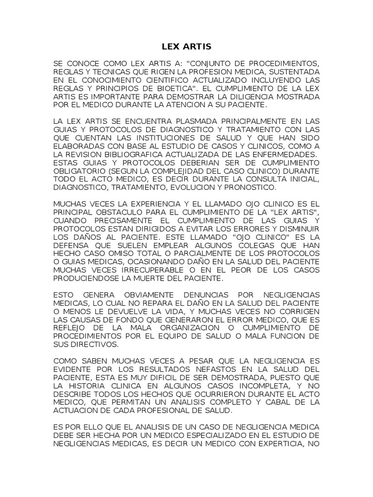 Lex Artis | PDF