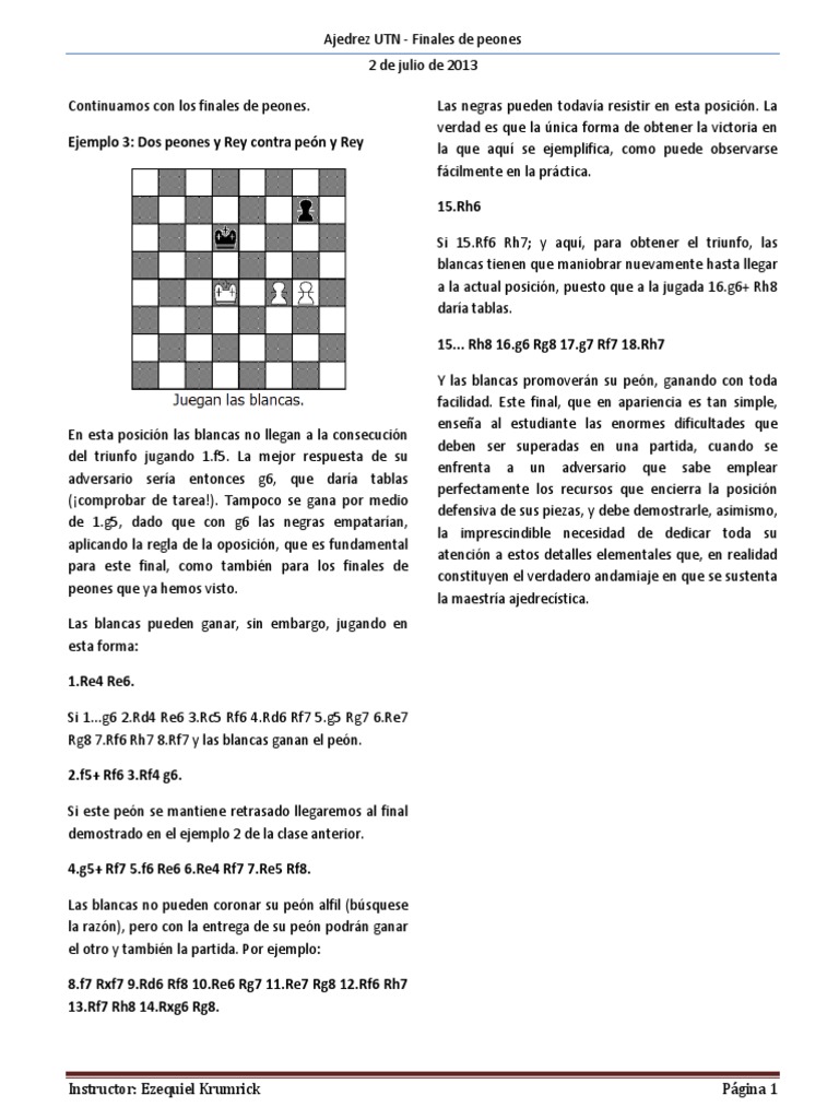 Finales de Peones. Ajedrez.