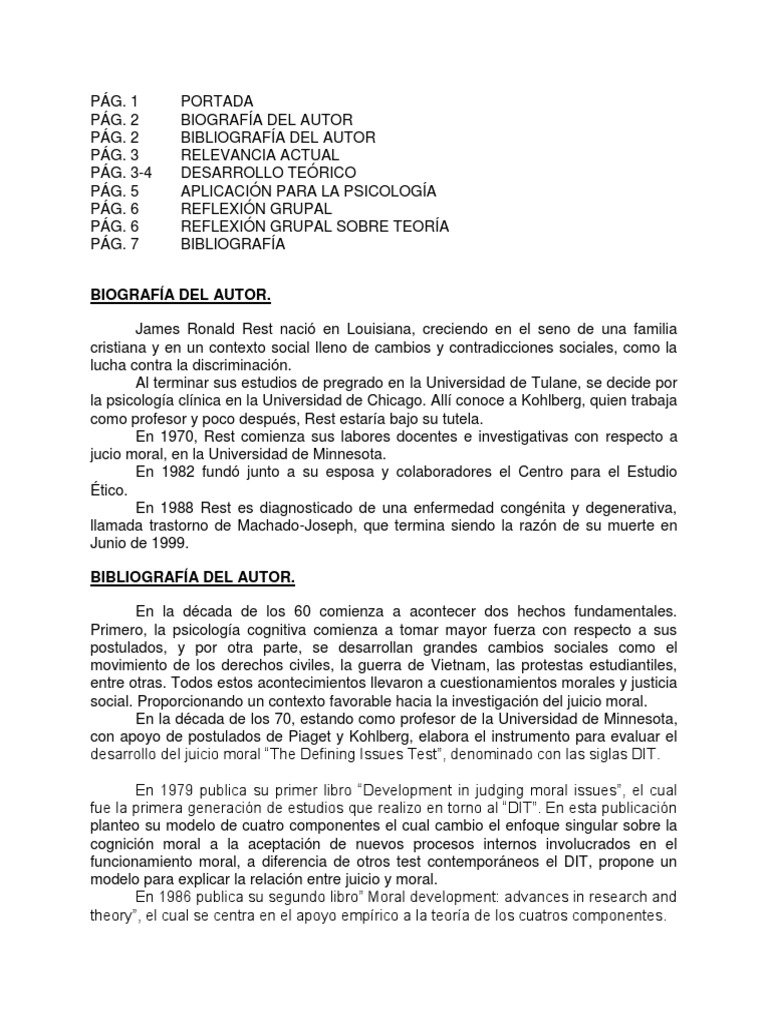 James Rest | PDF | Moralidad | Sicología