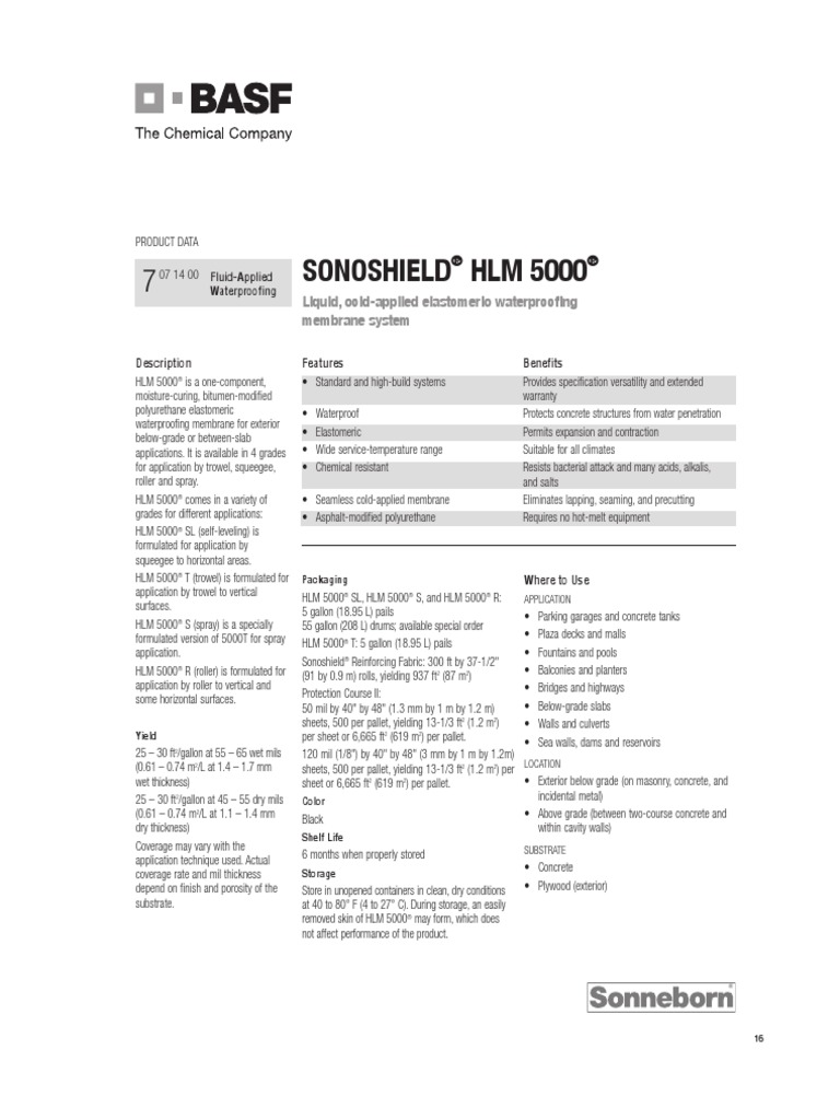 SonoShield HLM 5000 - Bitumen Membrane | PDF | Concrete | Asphalt