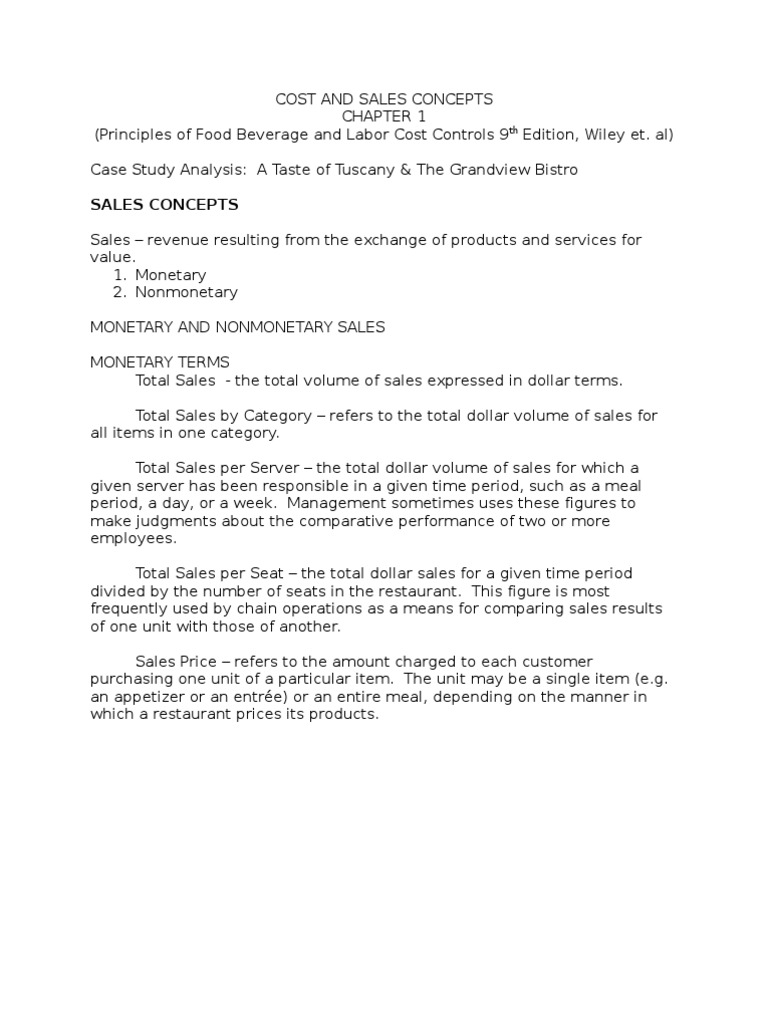 2 - Sales Concepts | PDF | Menu | Cost Accounting