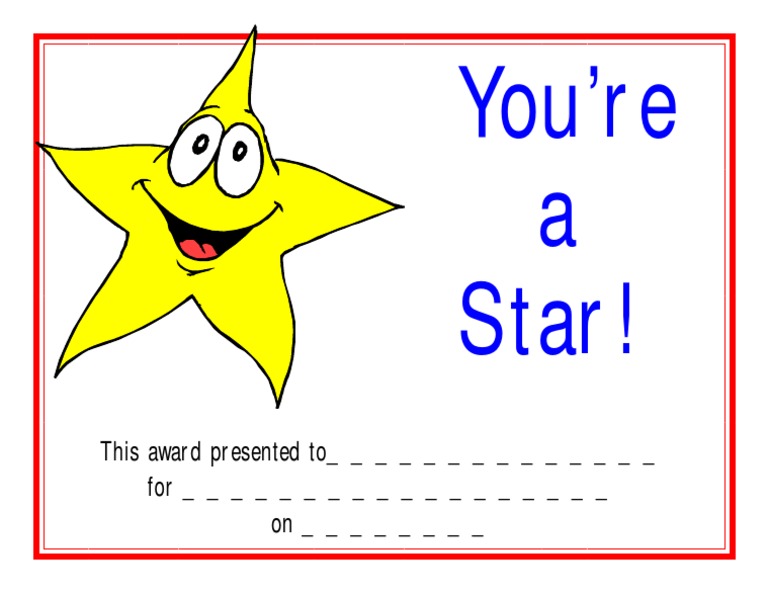 You're a Star Certificate Template | PDF