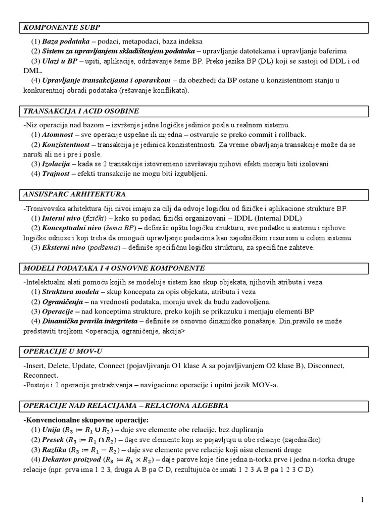 Baze Podataka - Teorija - Skripta by Maksa | PDF