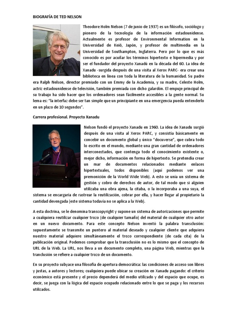 Biografía de Ted Nelson | PDF | Ciencias fisicas | Informática y ...