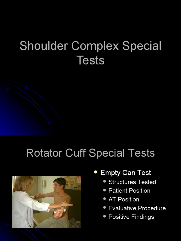 Shoulder Complex Special Tests | PDF | Shoulder | Joints