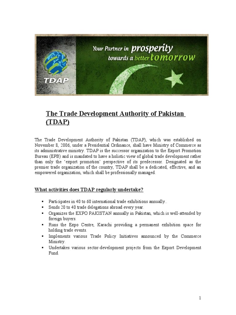 The Trade Development Authority of Pakistan (TDAP) : What Activities ...