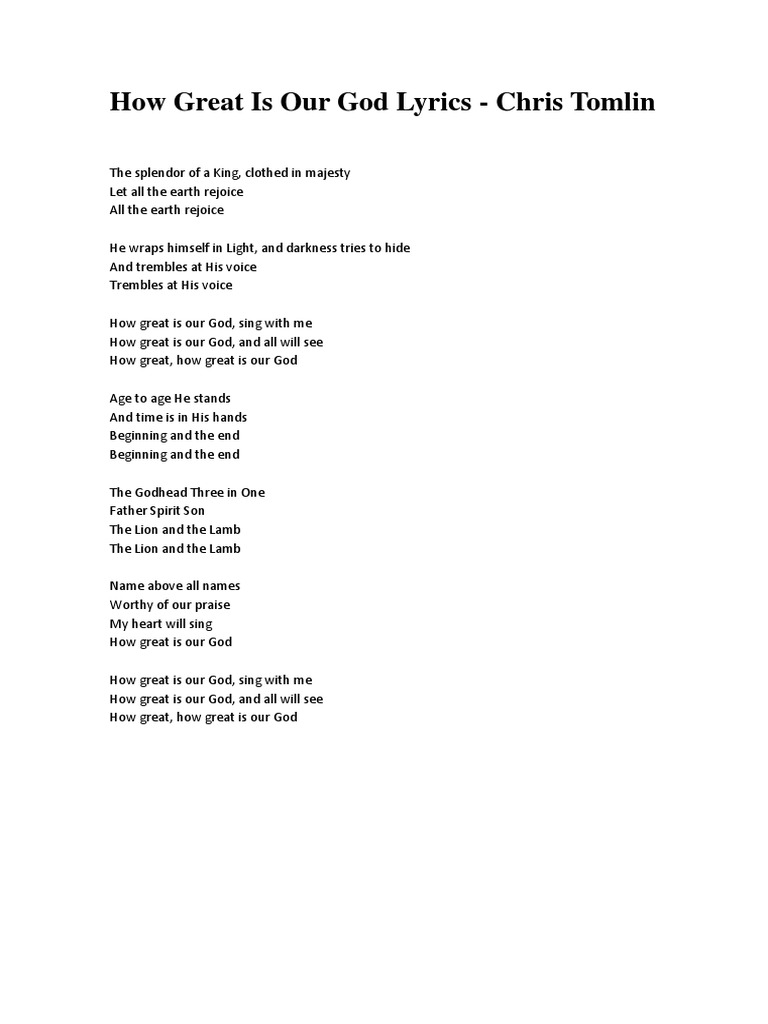 How Great is Our God Lyrics | Lamb Of God | Elijah