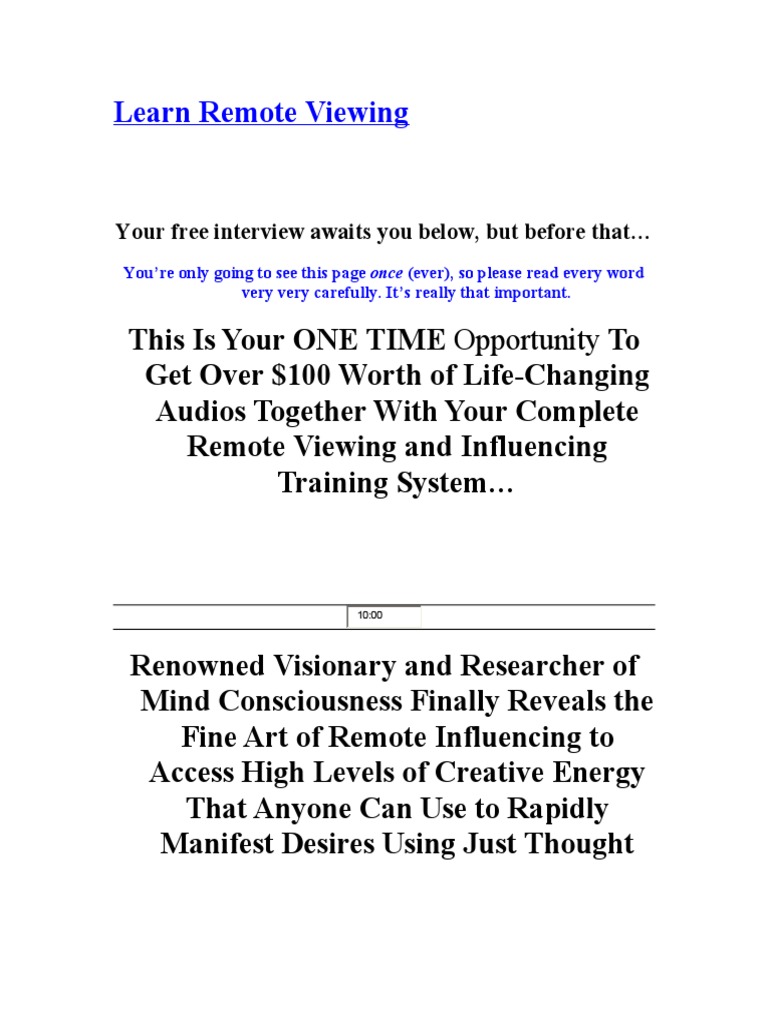 Learn Remote Viewing | PDF | Mind | Perception