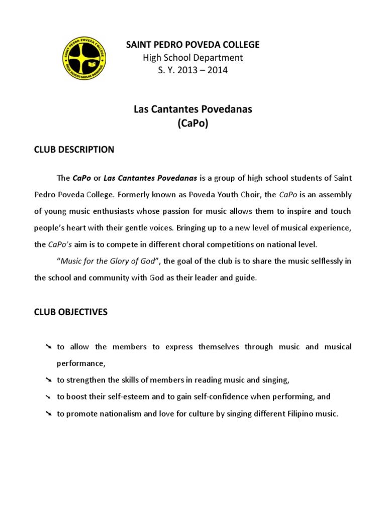 CaPo Club Overview and Objectives | PDF | Entertainment (General)