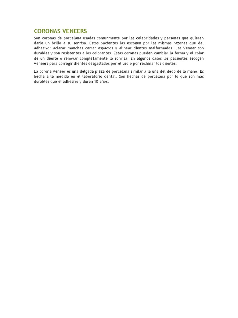 Coronas Veneers: Sonrisa Perfecta | PDF | Hogar, jardinería y bricolaje ...
