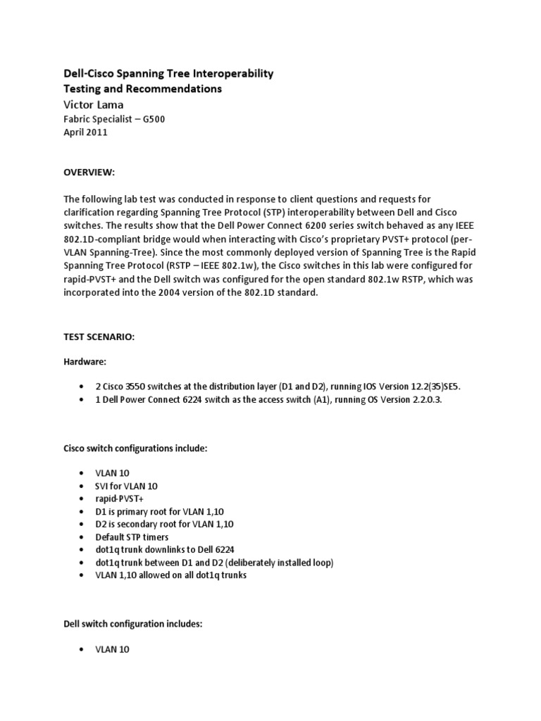Understanding Spanning Tree Protocol Interoperability Between Dell and Cisco Switches: A Case ...
