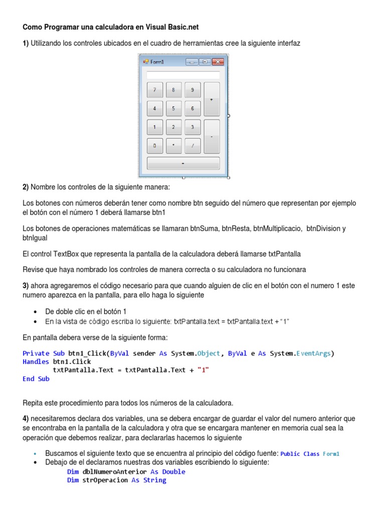 Cómo programar una calculadora en VB.NET | PDF