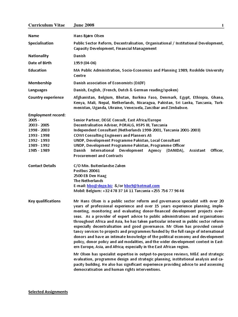 CV | PDF | United Nations Development Programme | Governance