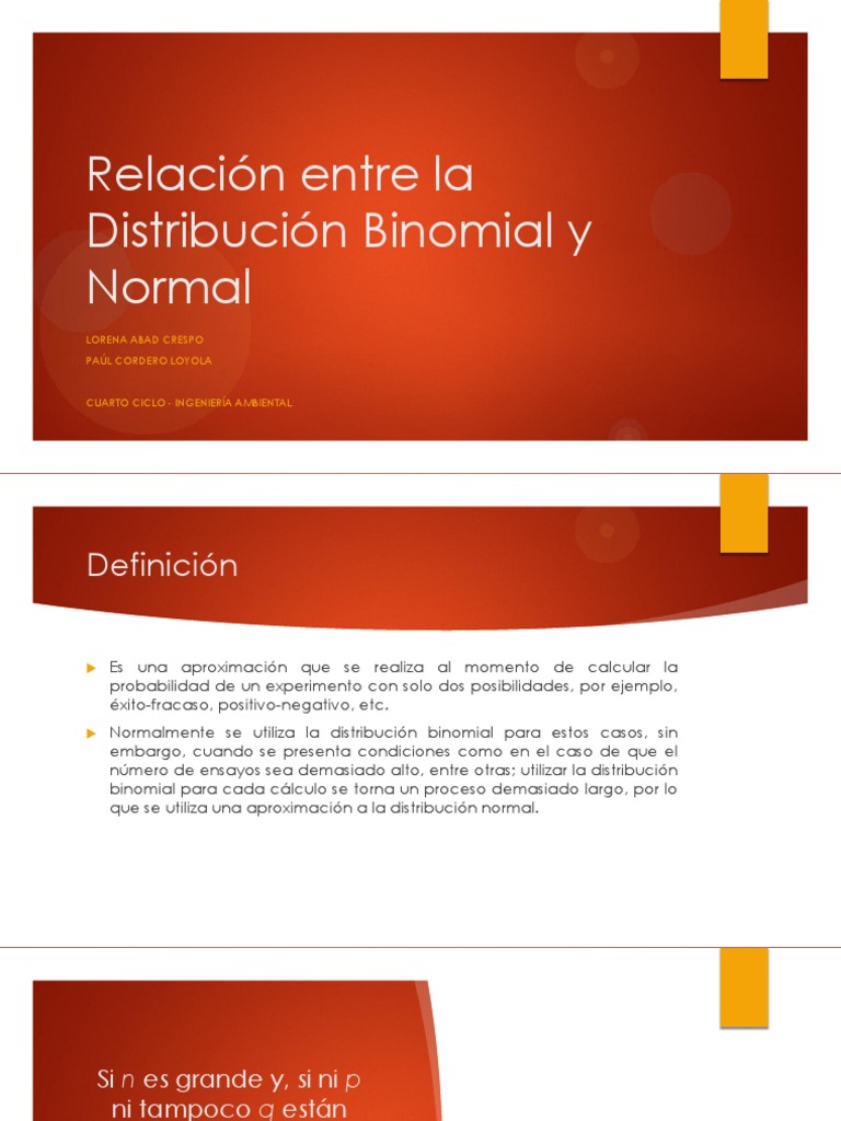 Relación Entre La Distribución Binomial y Normal | PDF | Distribución de probabilidad ...