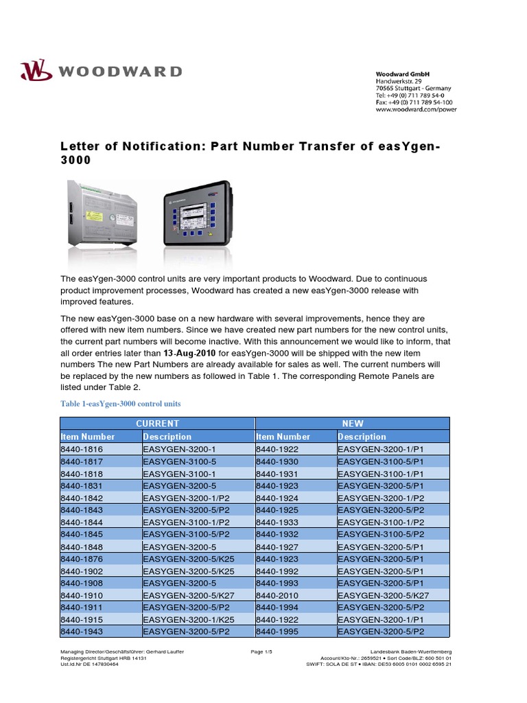 easYgen-3000 Part Number Update Notice | PDF | Manufactured Goods | Computer Engineering
