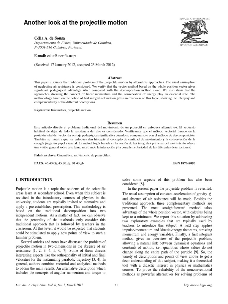 Projectile Motion | PDF | Trajectory | Euclidean Vector