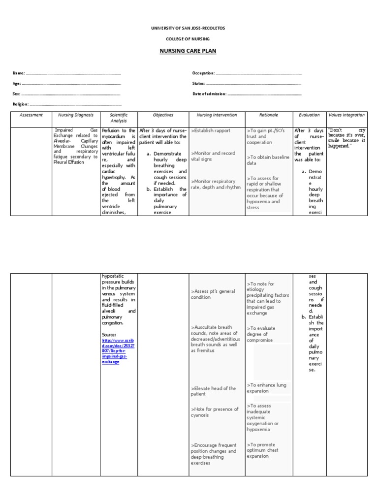 Nursing Care Plan | Download Free PDF | Nursing | Breathing