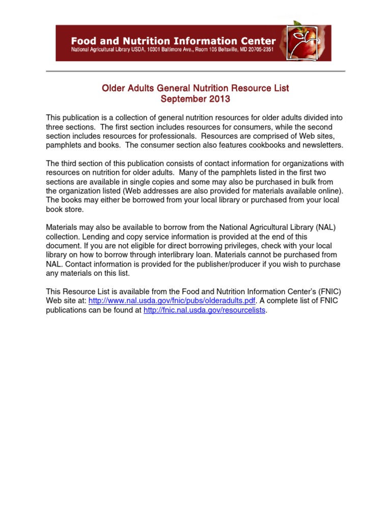 Older Adults | PDF | Nutrition | Diet & Nutrition